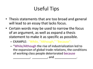 Thesis statements work shop | PPT