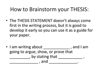 Thesis statements work shop | PPT