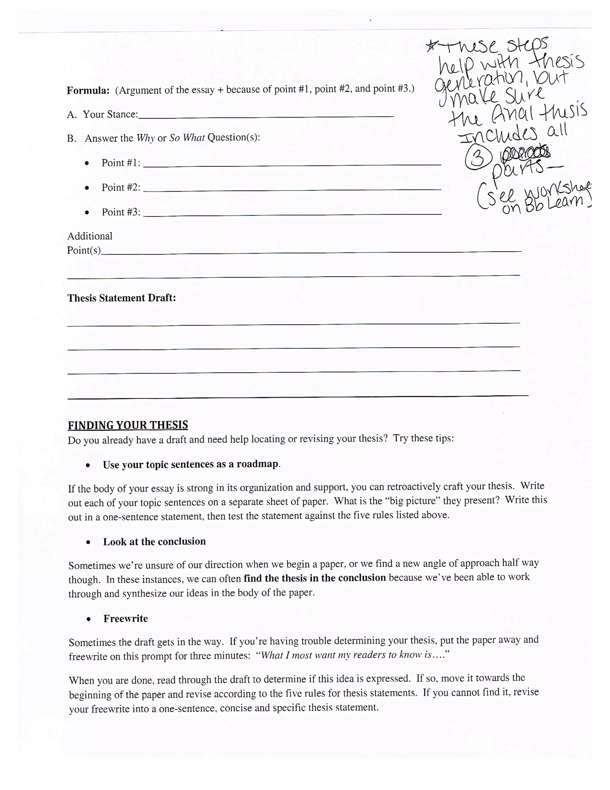 Thesis statement worksheet | PDF