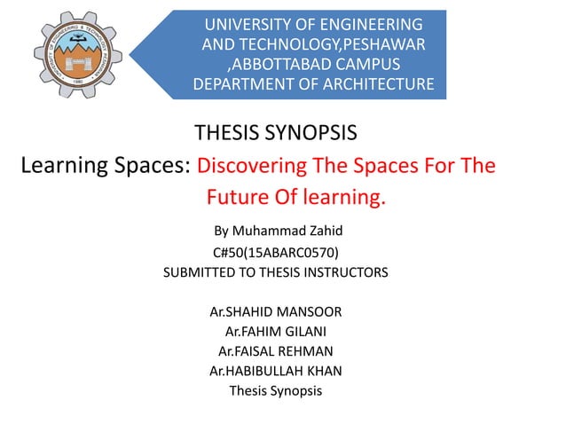 Thesis synopsis presentation | PPTX