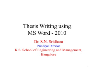Microsoft Word Help for preparing Thesis | PPTX