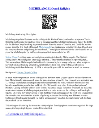 The Sistine Chapel By Michelangelo | PDF