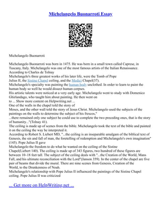 The Sistine Chapel By Michelangelo | PDF