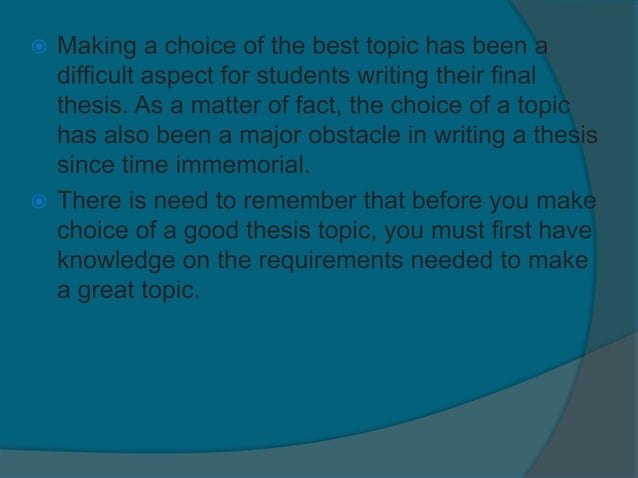 Thesis topic | PPT