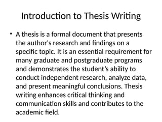 Thesis_Writing_Presentation 9f research methodology | PPTX
