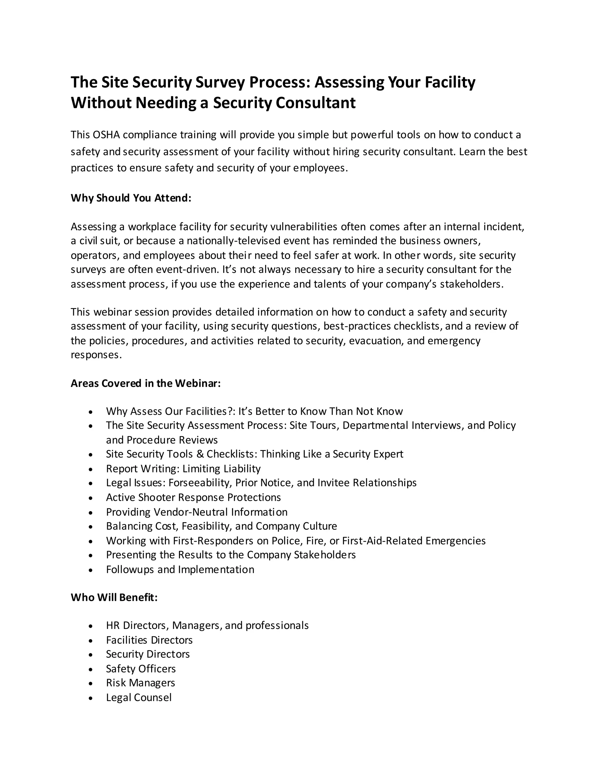 The site security survey process | PDF