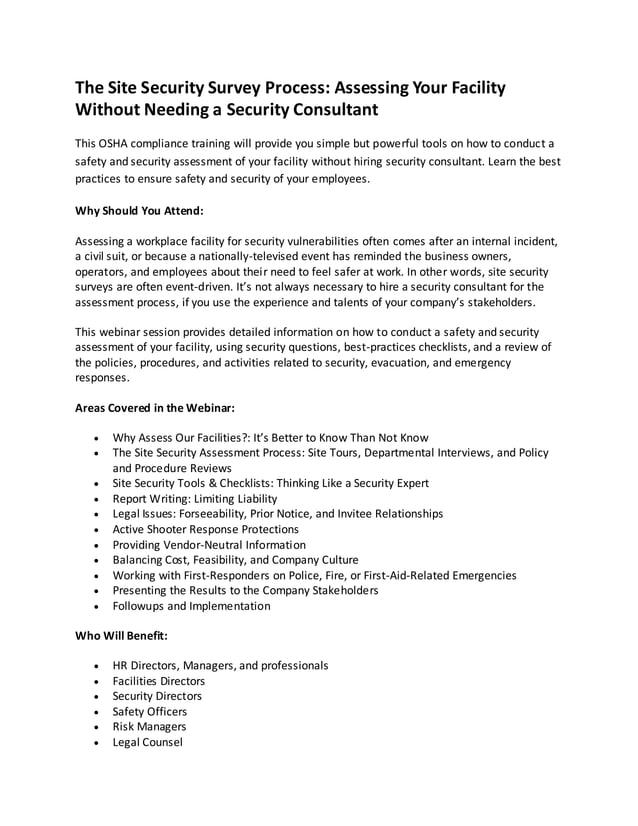 The site security survey process | PDF