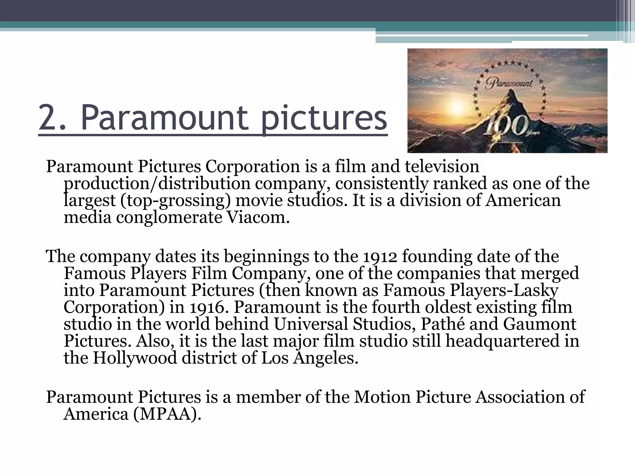 The six big film companies | PPTX