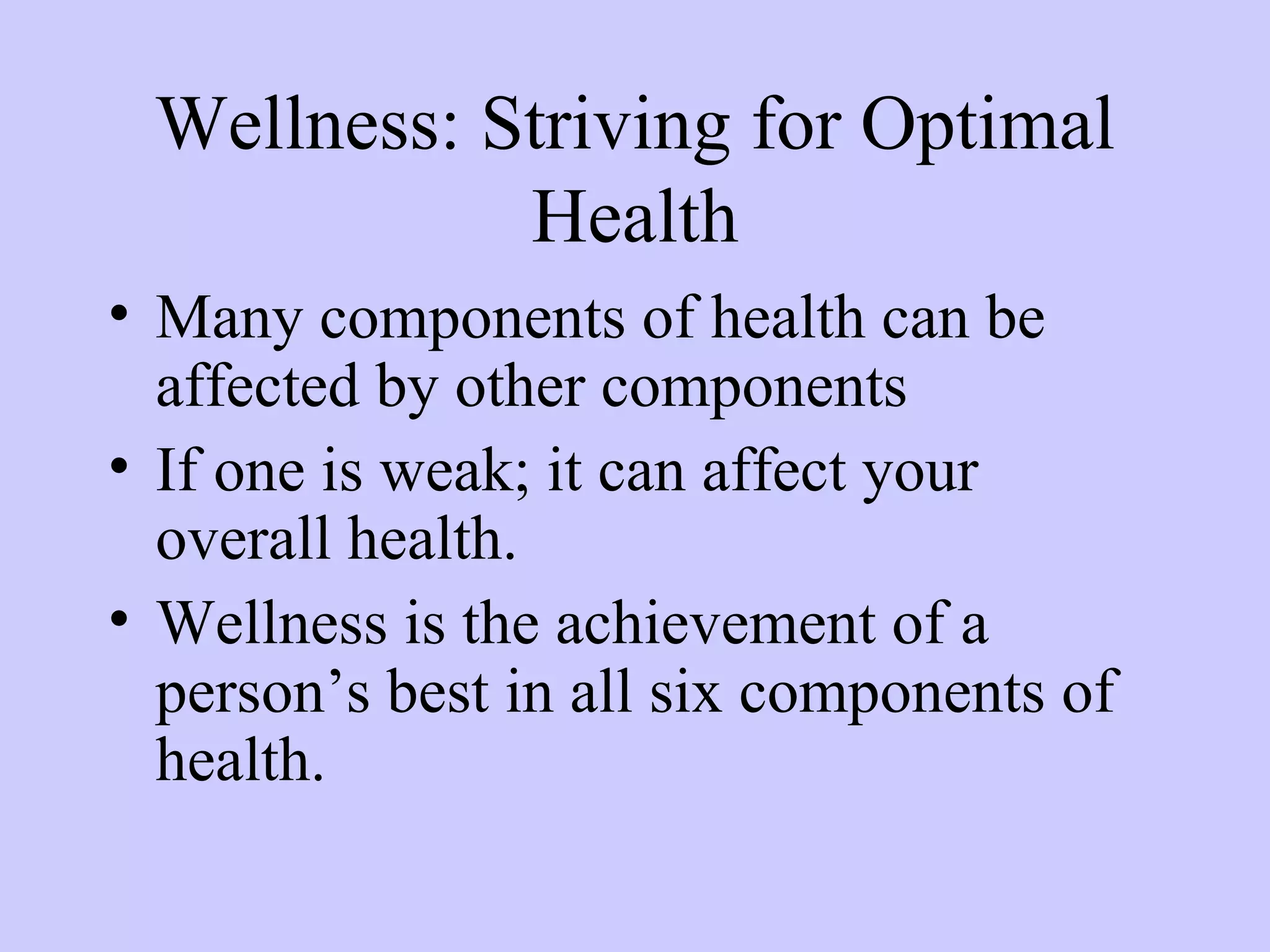 The Six Components of Health | PPT