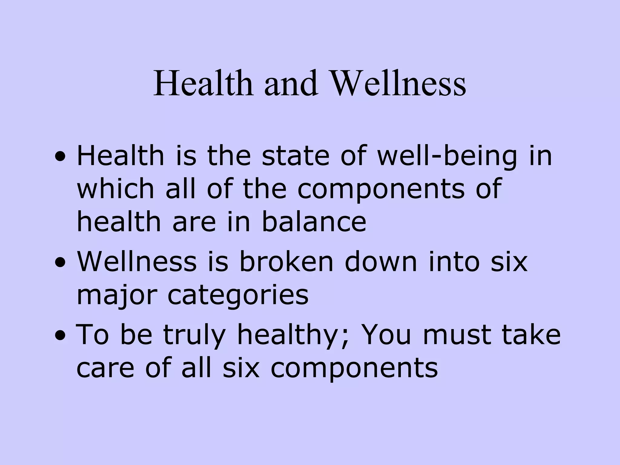 The Six Components of Health | PPT