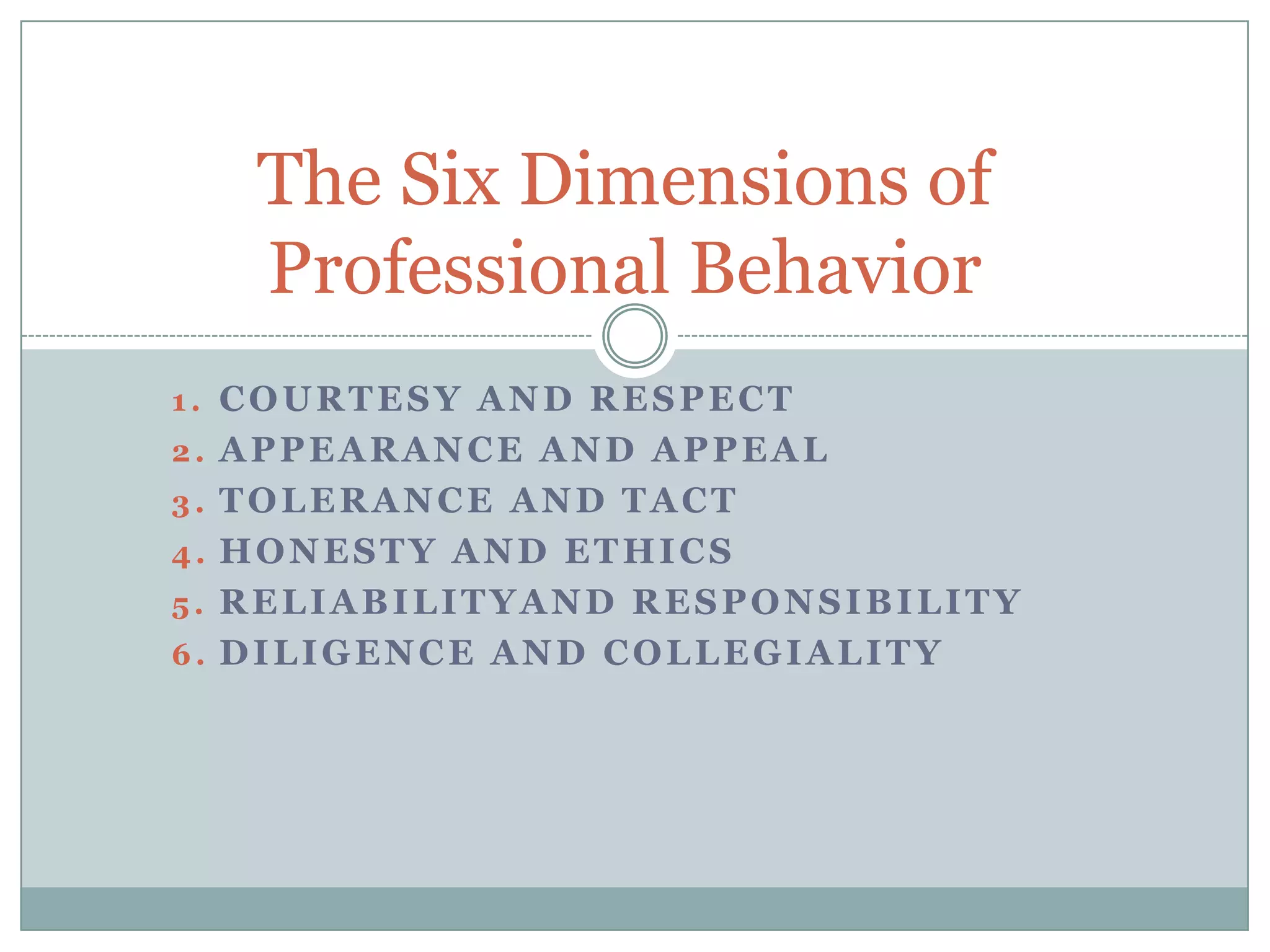 The six dimensions of professional behavior | PPTX