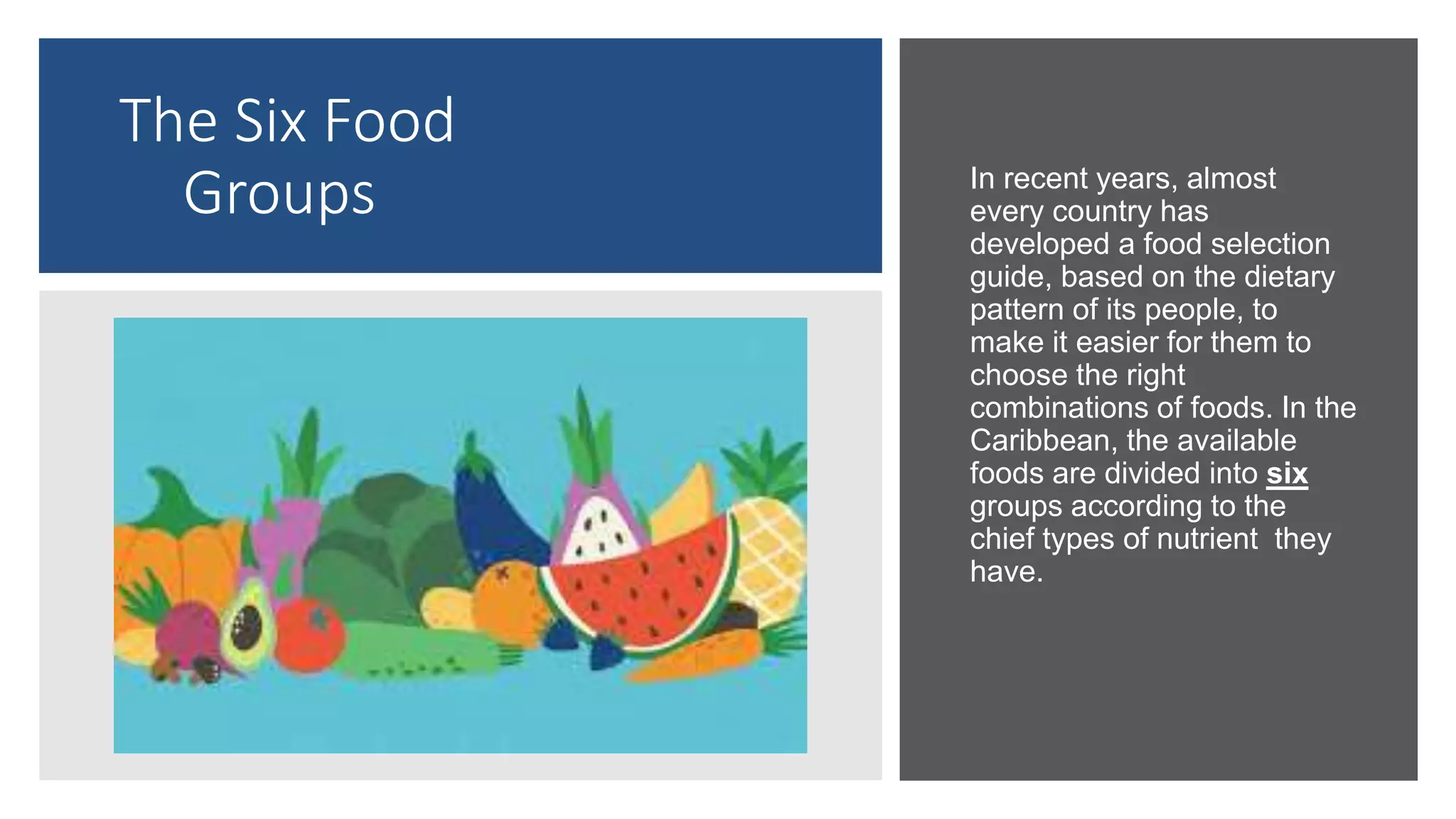 The six food groups | PPTX