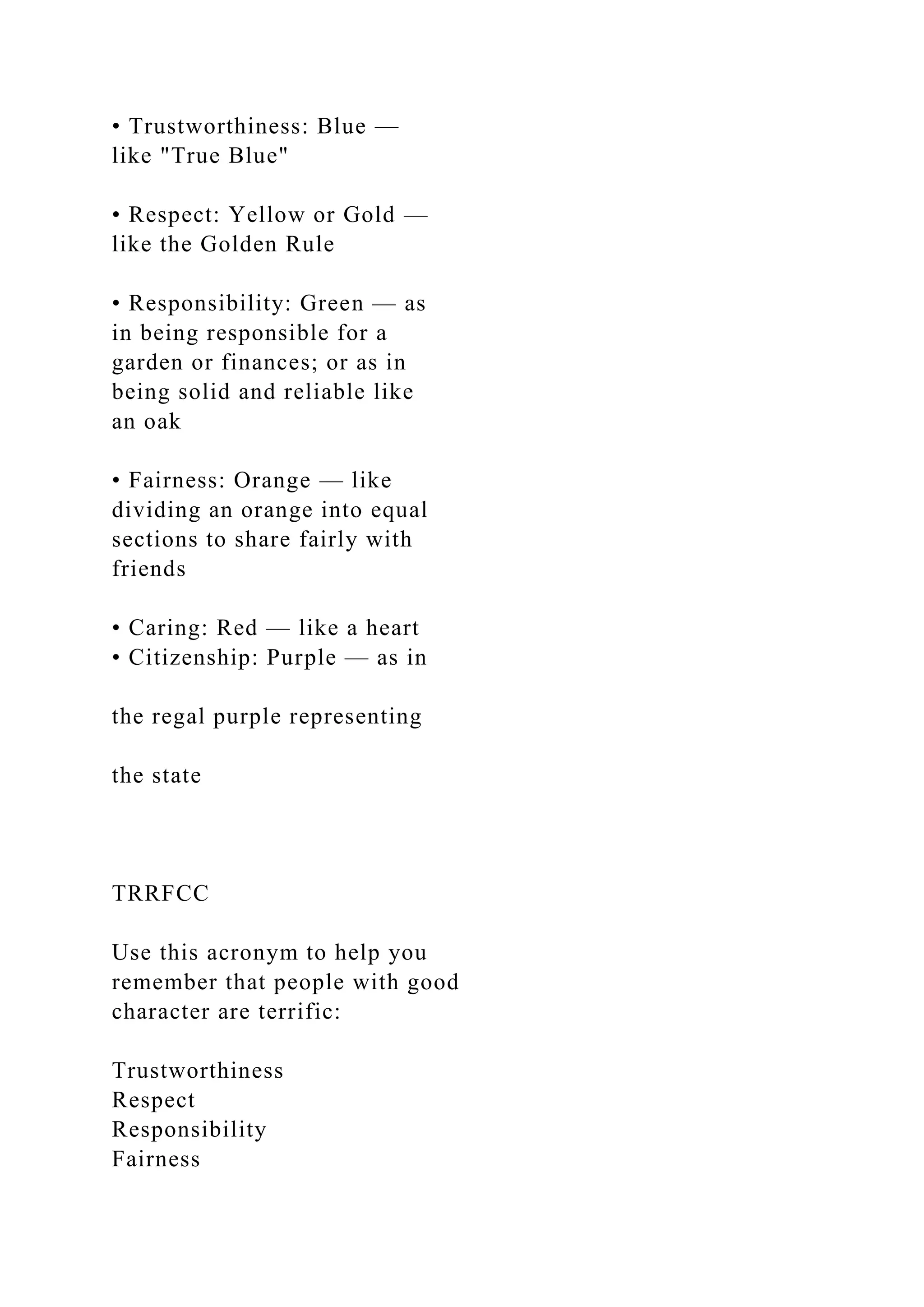 The Six Pillars of Character These six core ethical va.docx