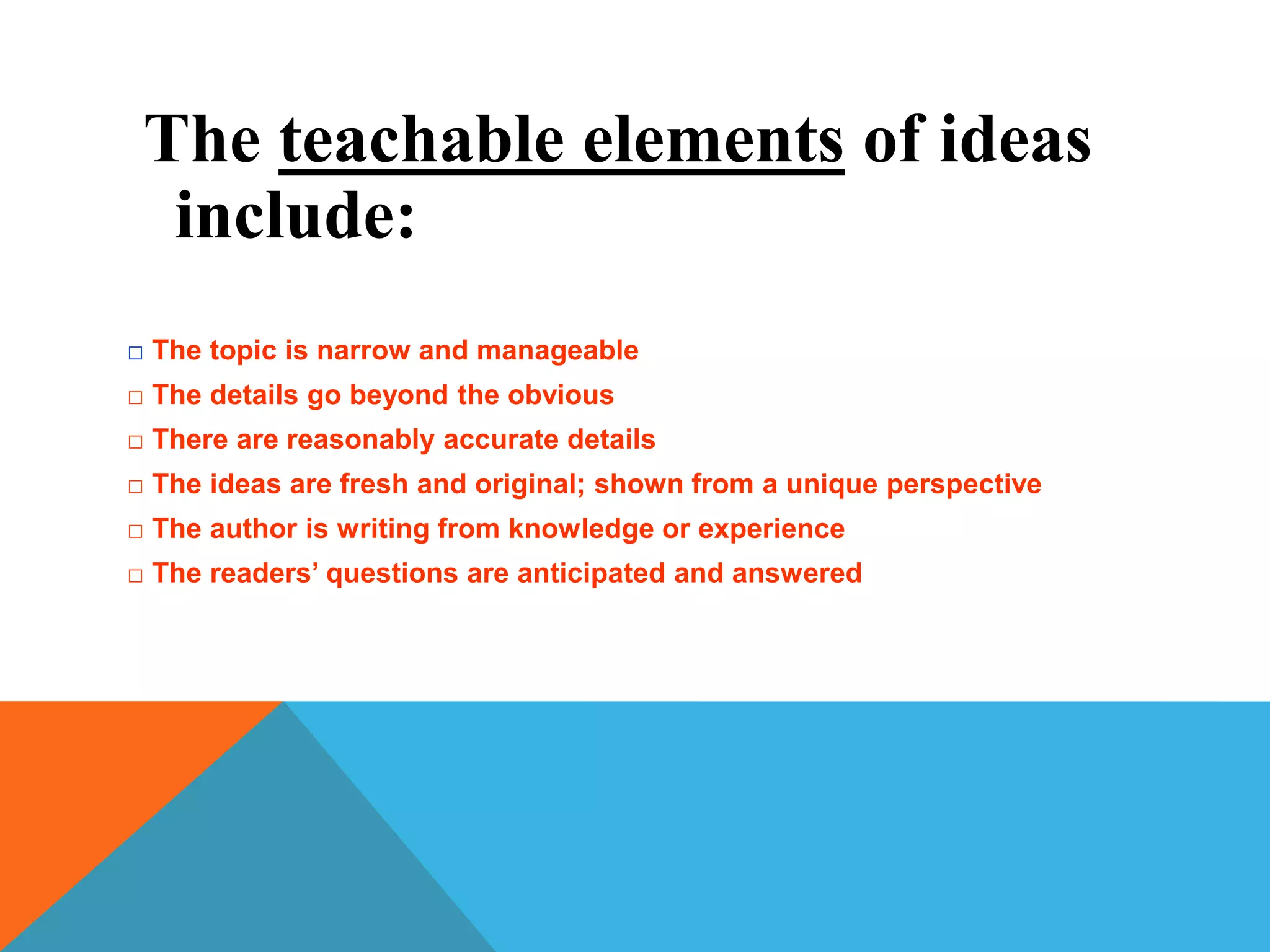 The six traits ideas | PPT
