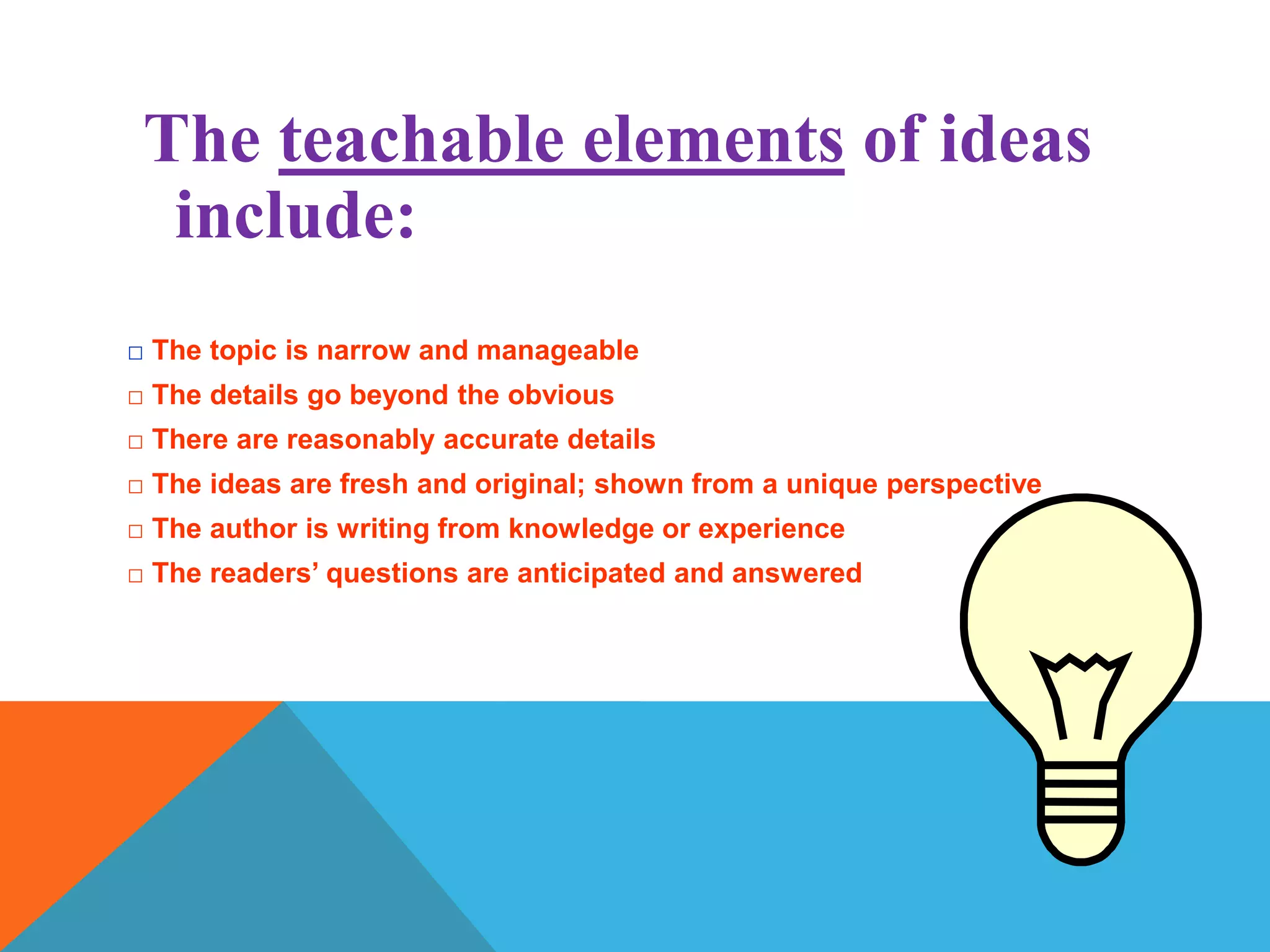 The six traits ideas | PPTX