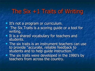 The Six Traits Of Writing Powerpoint For Training | PPT