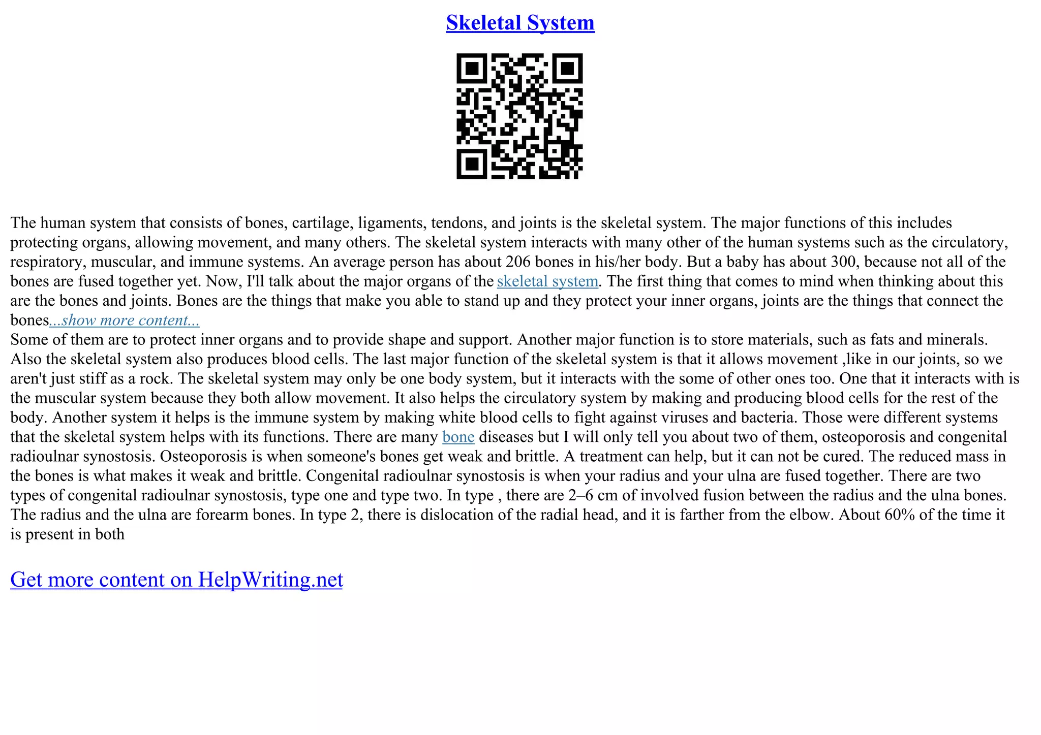 The Skeletal System Essay | PDF