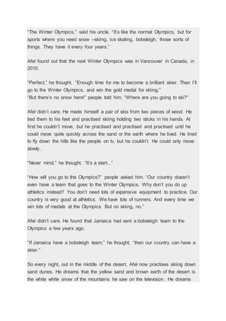The skiier - Transcript | DOCX | Winter Olympic Sports | Olympic Sports