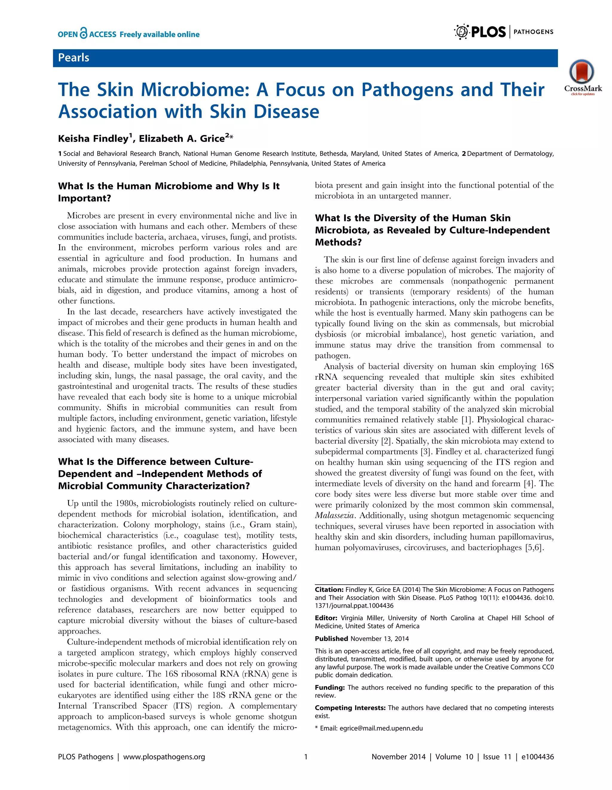 The skin microbiome a focus on pathogens and their | PDF