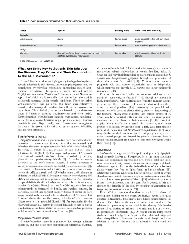 The skin microbiome a focus on pathogens and their | PDF
