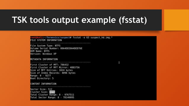 Introduction to the Sleuth Kit and filesystem forensics | PPT