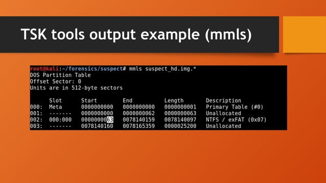 Introduction to the Sleuth Kit and filesystem forensics | PPT