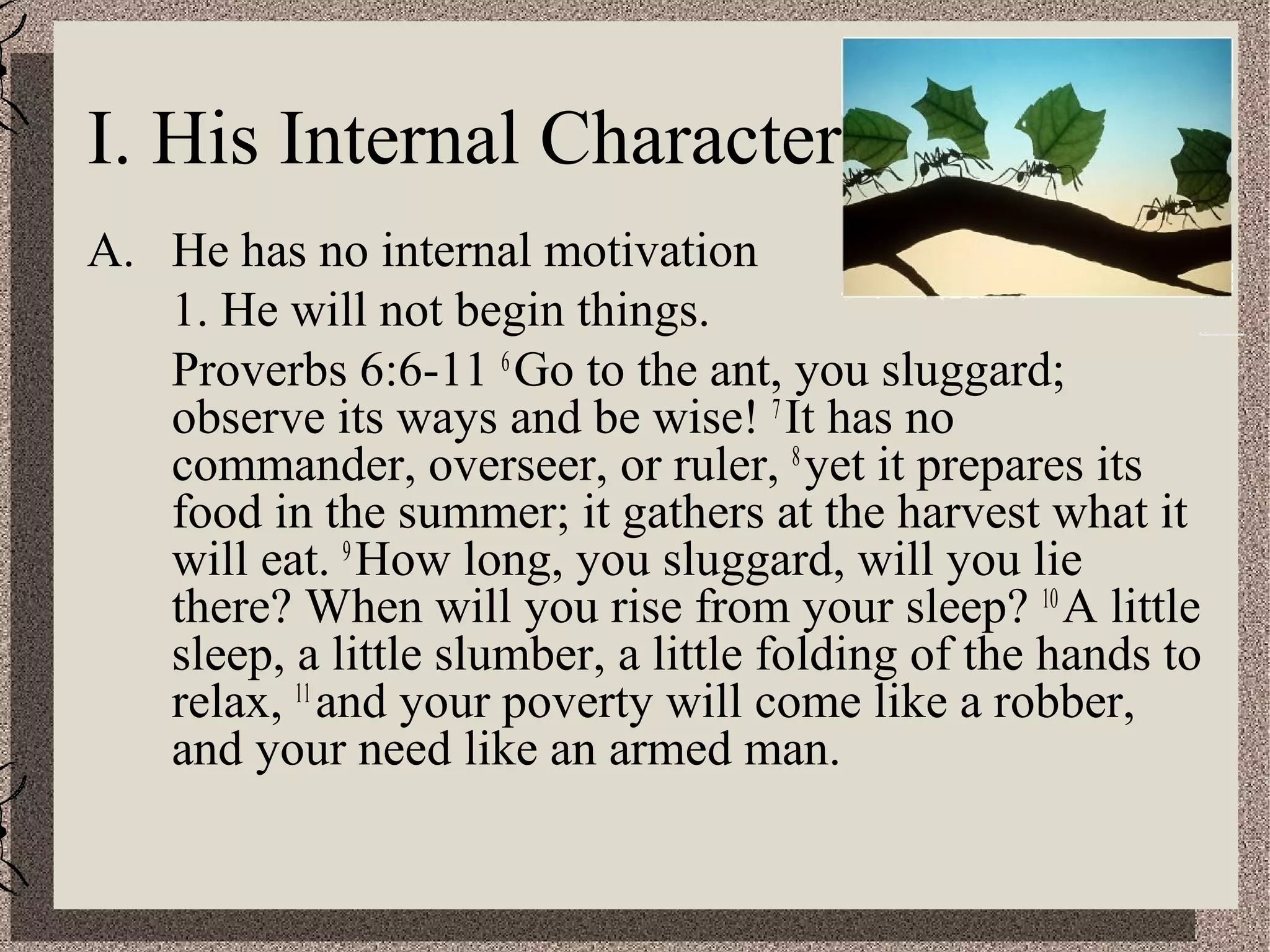 The People of Proverbs (Part 3): The Sluggard | PPT