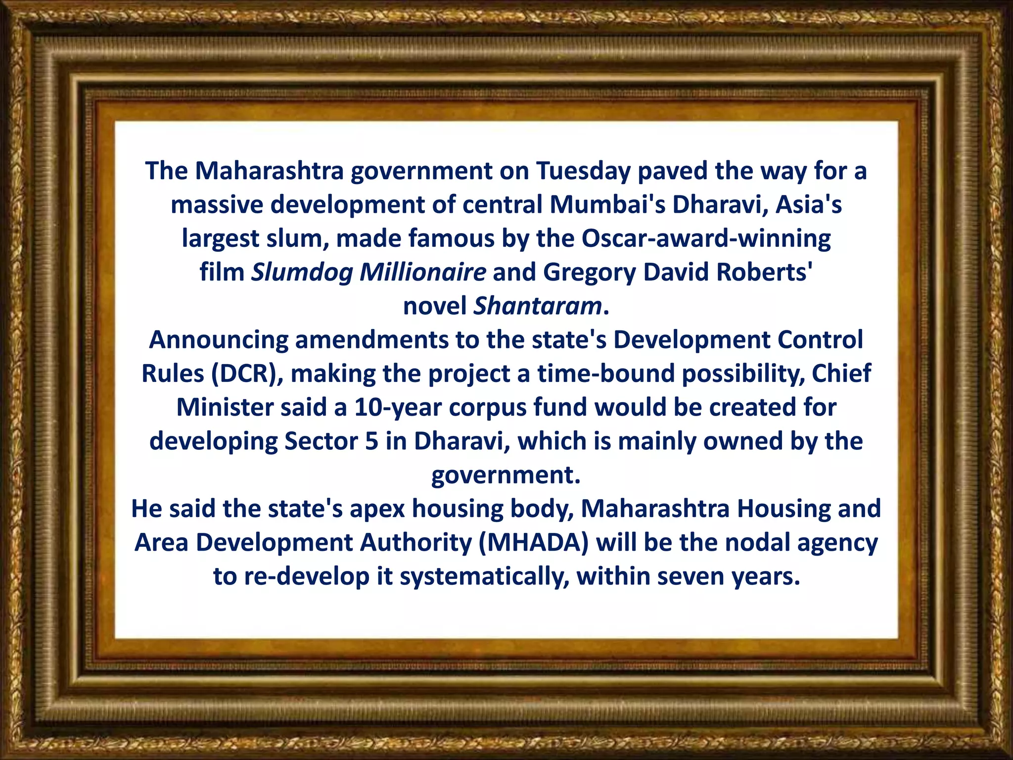 The slums in mumbai india | PPTX