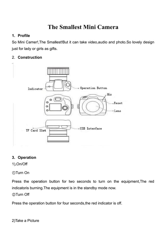 The smallest mini camera user manual | PDF