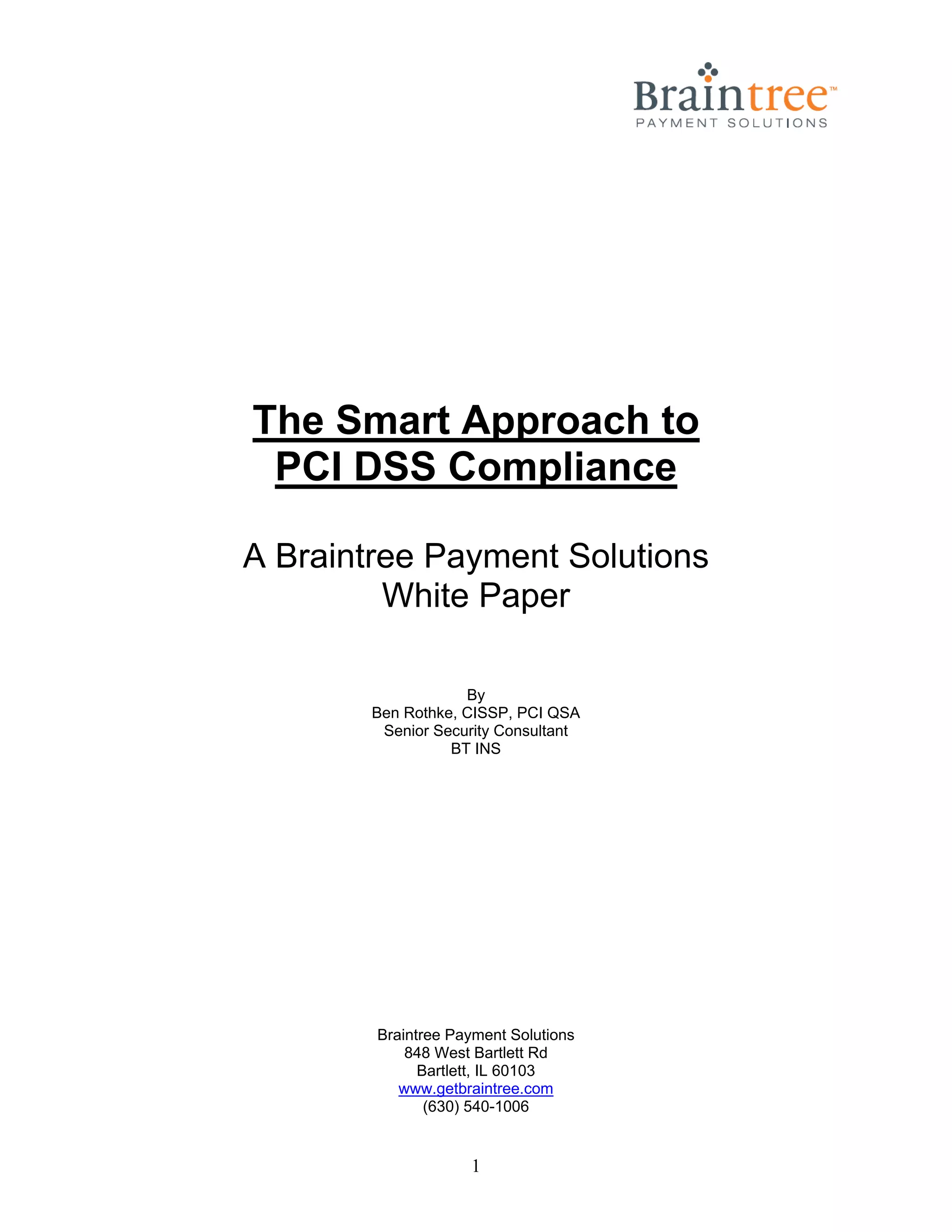 The Smart Approach To Pci DSS Compliance – Braintree White Paper | PDF