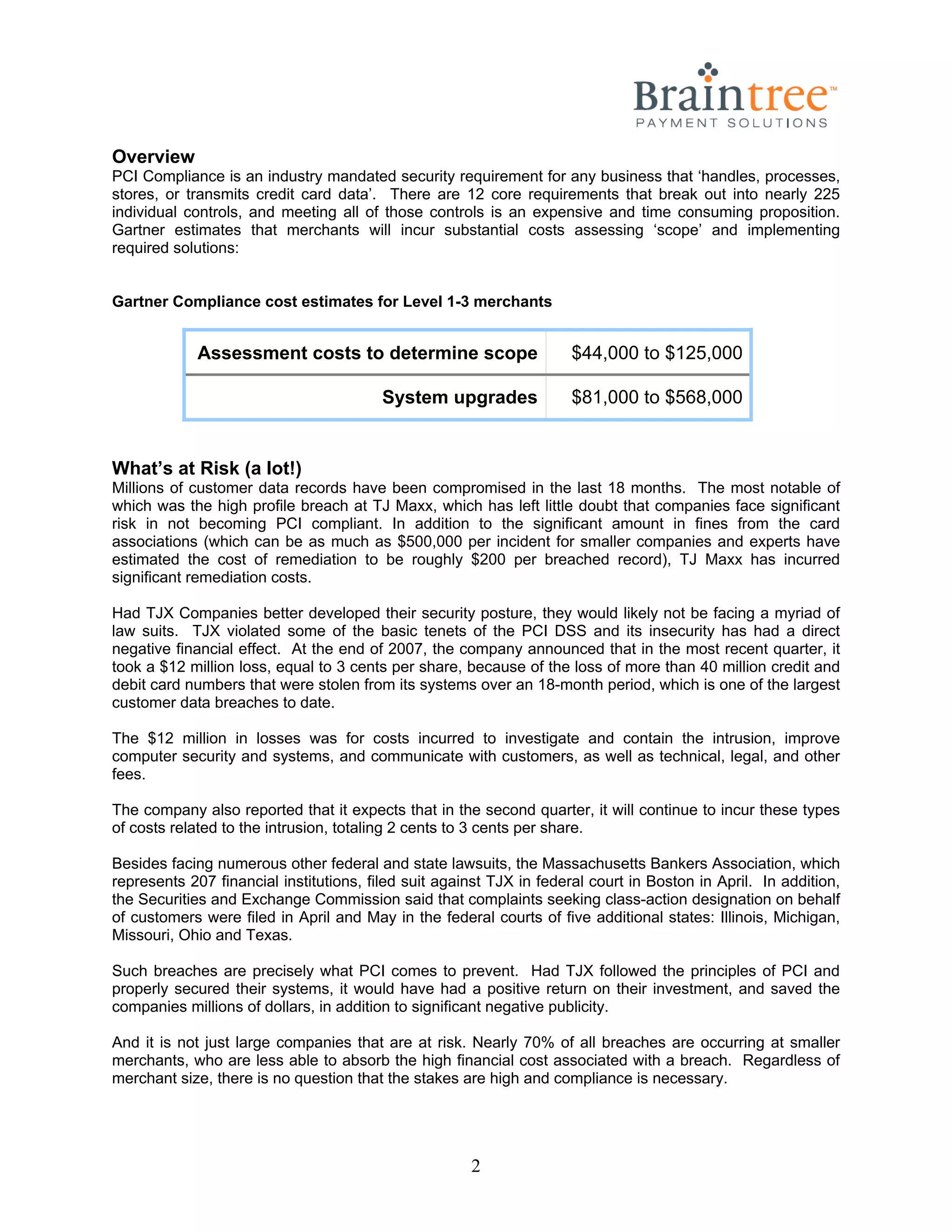 The Smart Approach To Pci DSS Compliance – Braintree White Paper | PDF
