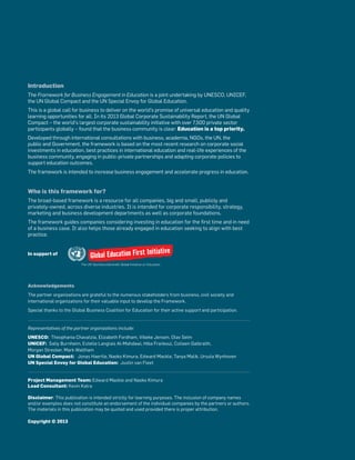 The smartest investment: a framework for business engagement in ...