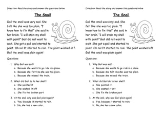 Snail story comprehension | PPT