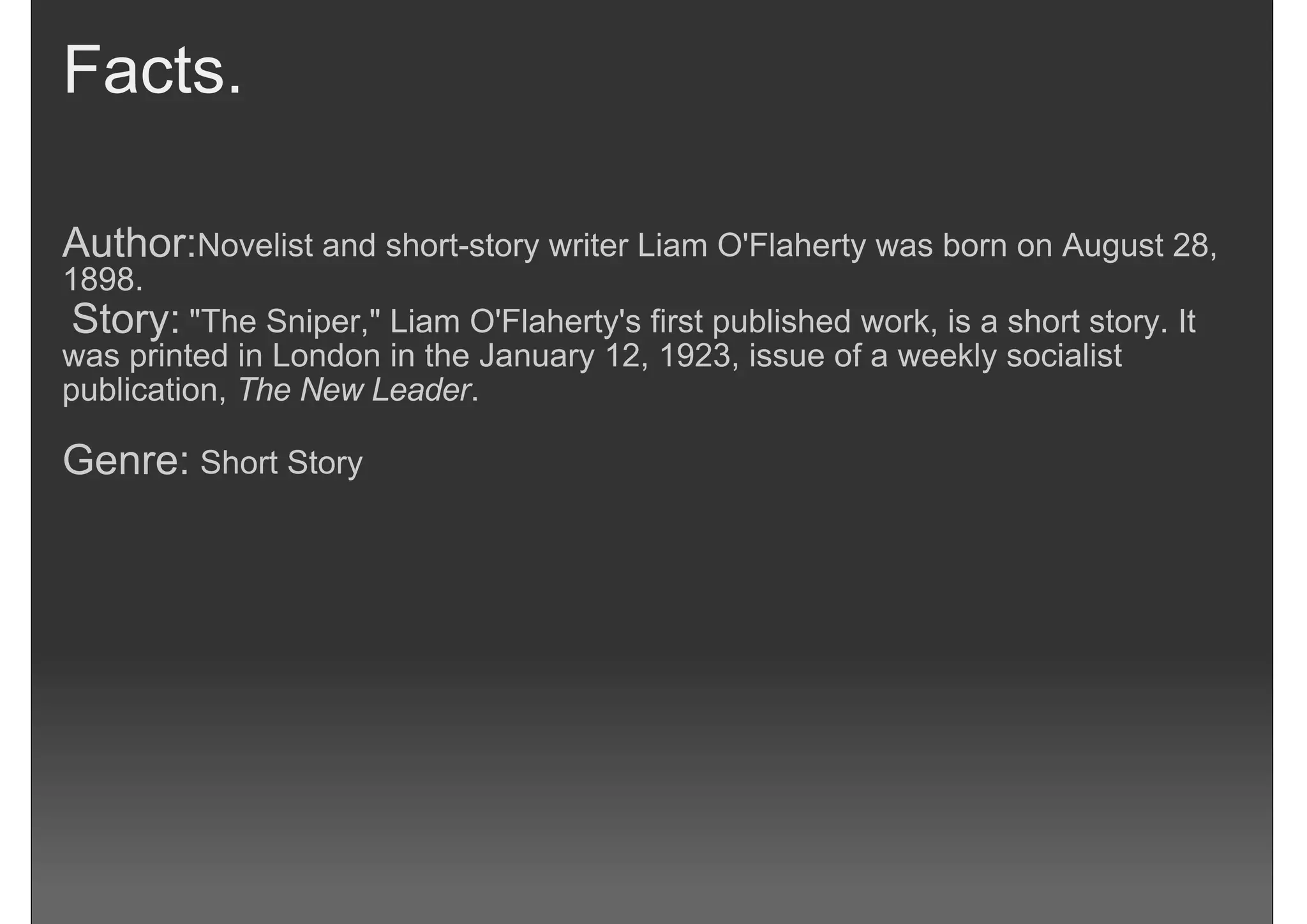 The Sniper By Liam O Flaherty | PDF