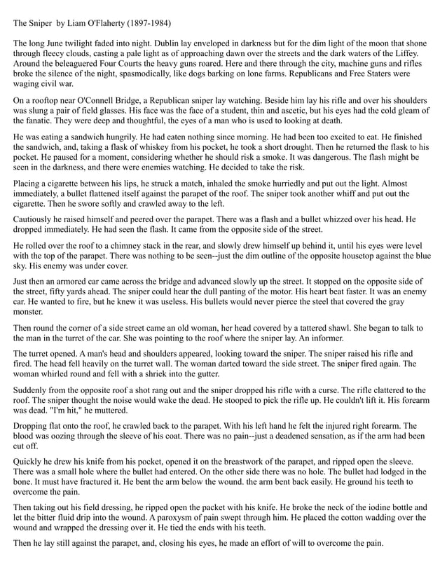 The Sniper by Liam O Flaherty | PDF