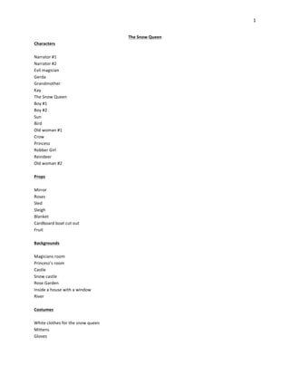 The Snow Queen Script | PDF