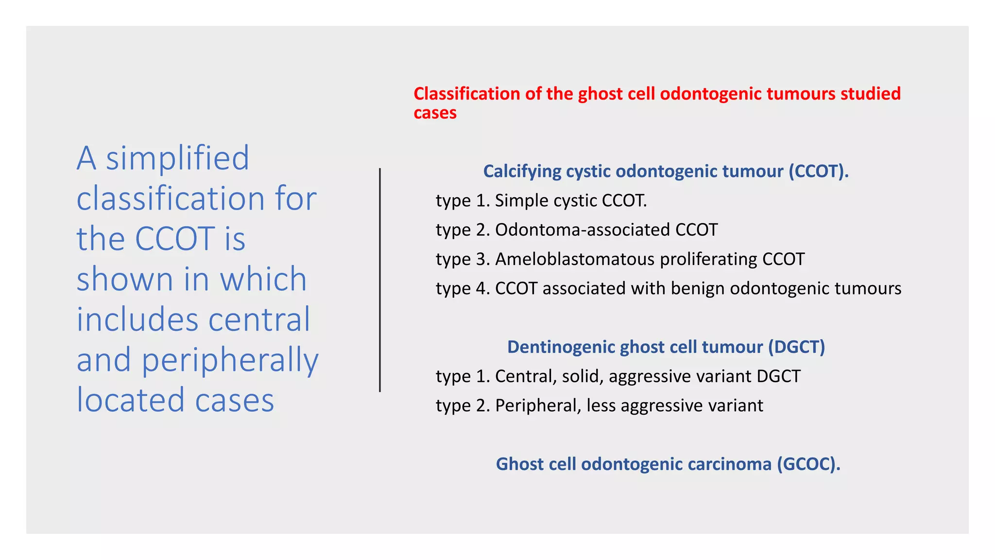 The so called Calcifying Odontogenic Cyst (Doctor Faris Alabeedi MSc ...