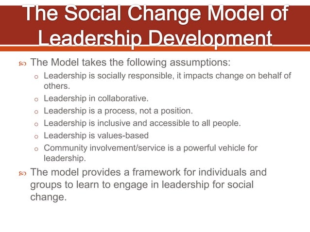 The Social Change Model | PPTX | College Education | Education