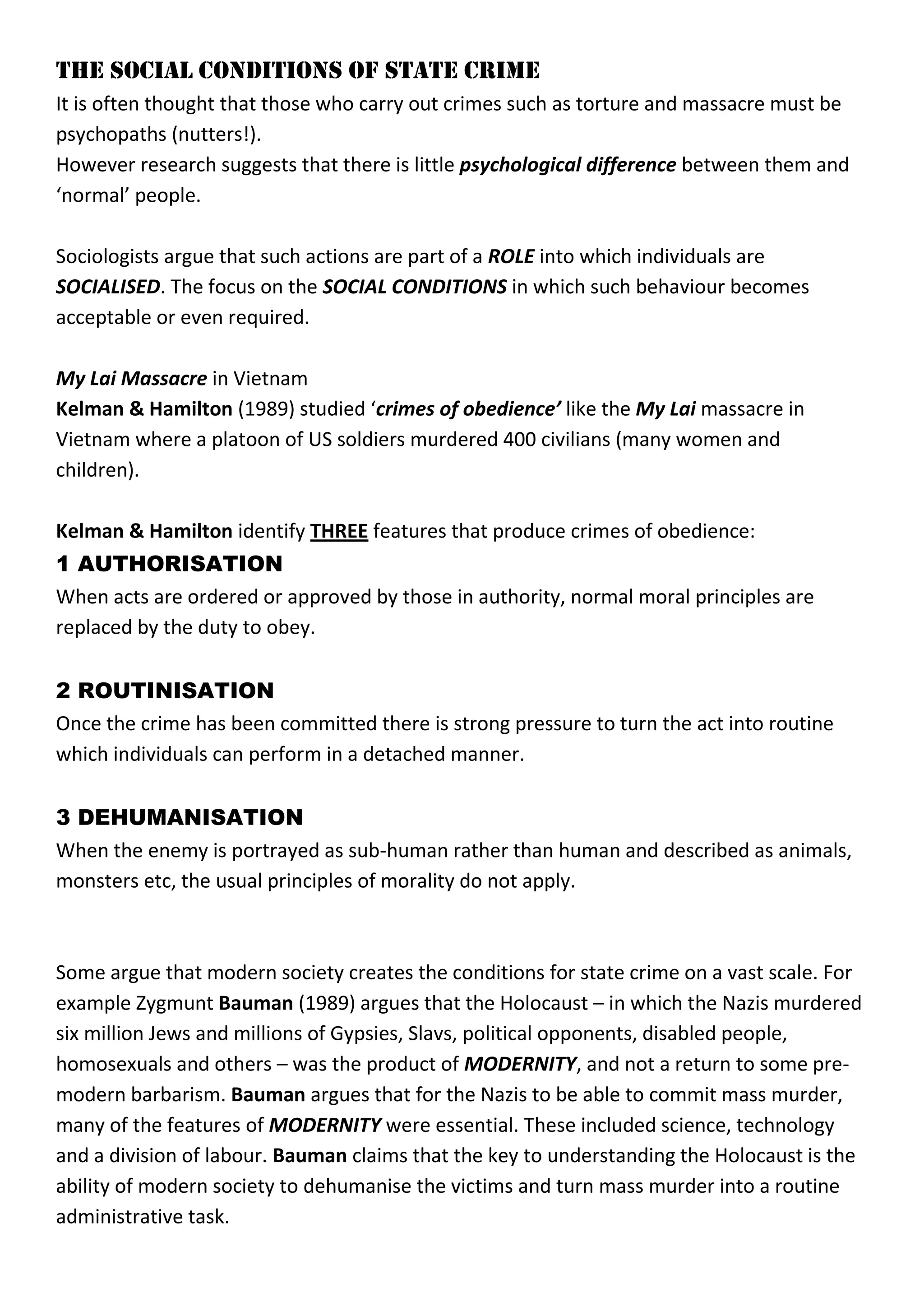 8 The Social Conditions of State Crime HANDOUT | DOCX | Crime & Harmful ...