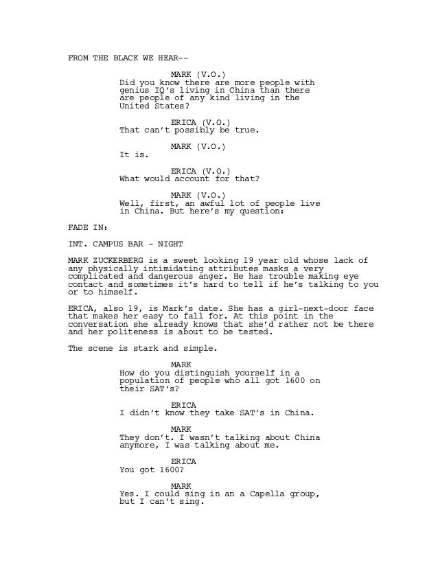 Thesocialnetwork screenplay