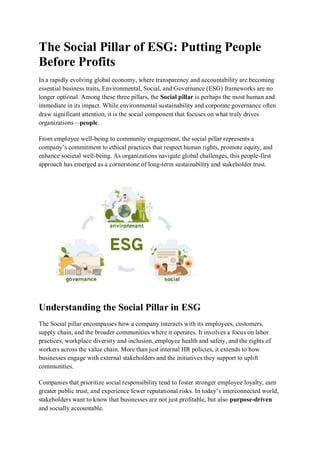 The Social Pillar of ESG: Putting People Before Profits | PDF