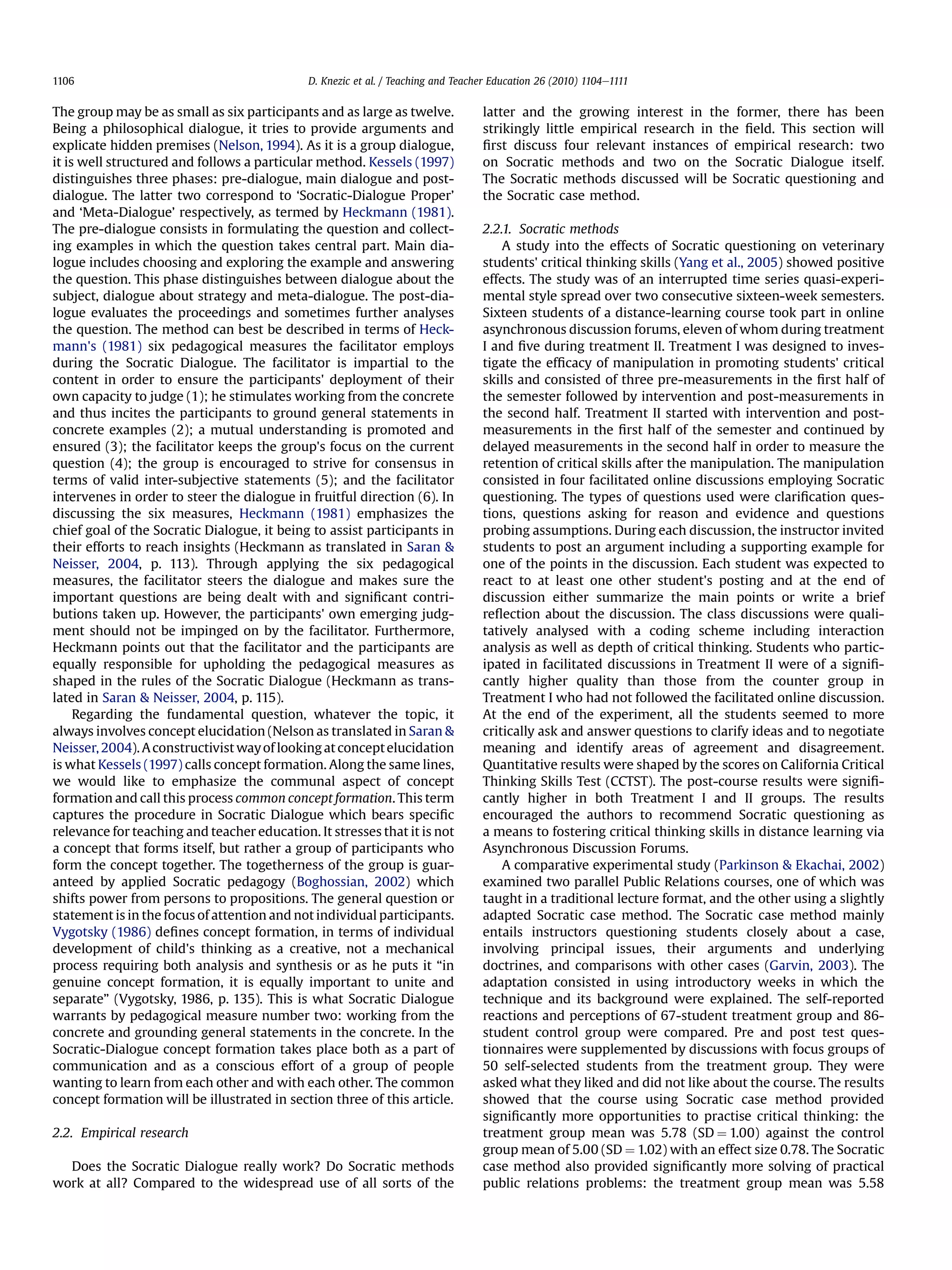 The socratic dialogue and teacher education | PDF