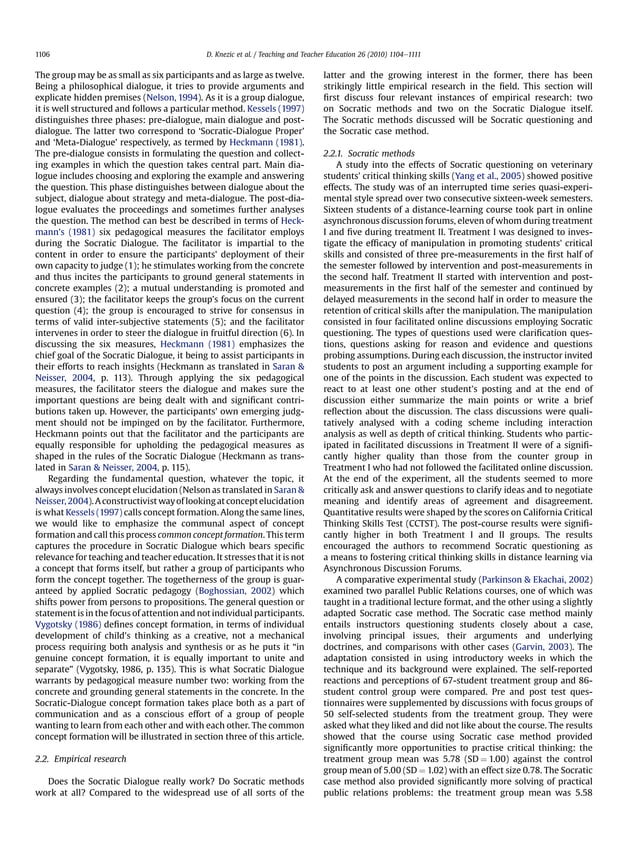 The socratic dialogue and teacher education | PDF | Educational ...