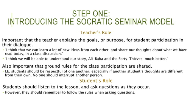 The socratic seminar instruction model | PPTX | Educational Assessment ...