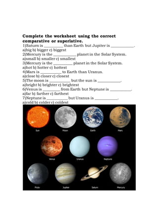 The solar system | DOCX | Space and Astronomy | Science