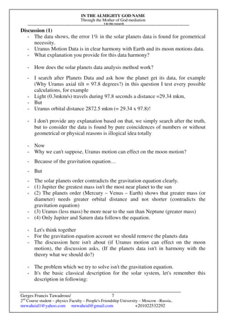 The solar system motion analysis (questions and answers) | PDF