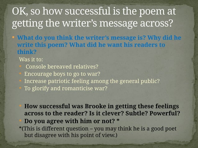 The Soldier - Introduction to the poem and analysis | PPTX