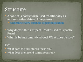 The Soldier - Introduction to the poem and analysis | PPTX