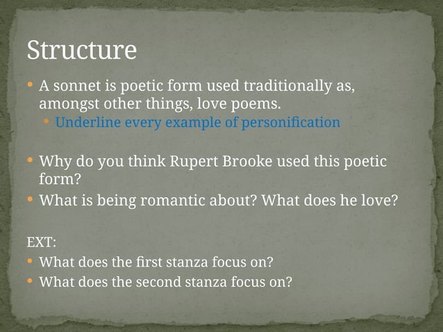 The Soldier - Introduction to the poem and analysis | PPTX