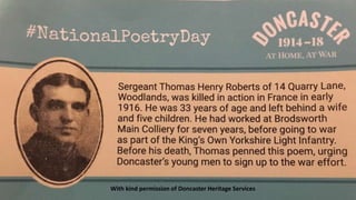 Doncaster 1914-18: War Poetry Lesson 1 | PPTX